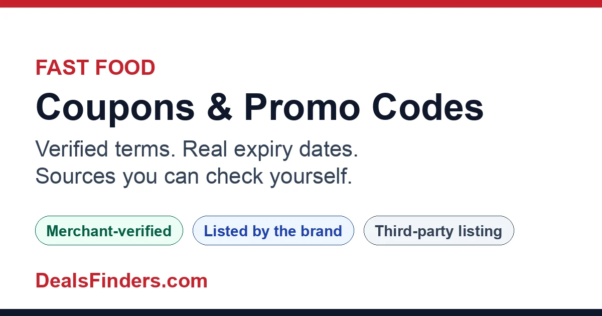 Fast Food Coupons & Deals – October 2026 | DealsFinders